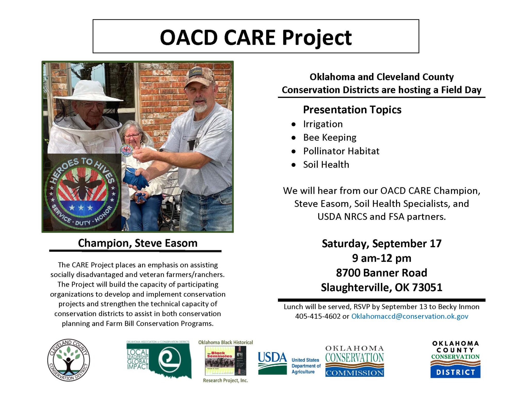 OACD Care Project: Champion, Steve Easom, Irrigation, Bee Keeping ...
